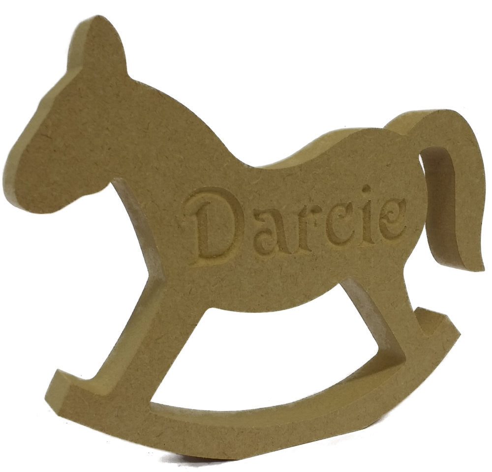 Free Standing Rocking Horse Shape in 18mm MDF with Engraved Name/Word ...